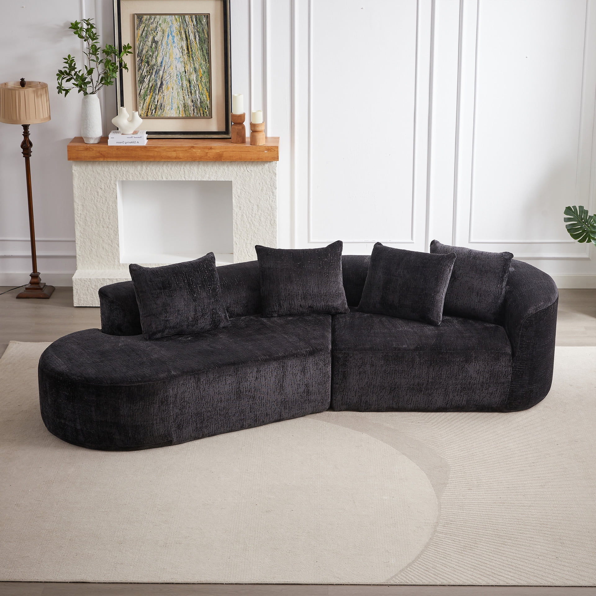 4-Seater Modern Oversized Sectional Sofa, Upholstered 114-Inch Curved ...