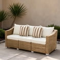 4-Seater Outdoor Rattan Sofa with Cushions, Crisp White Natural Tone ...