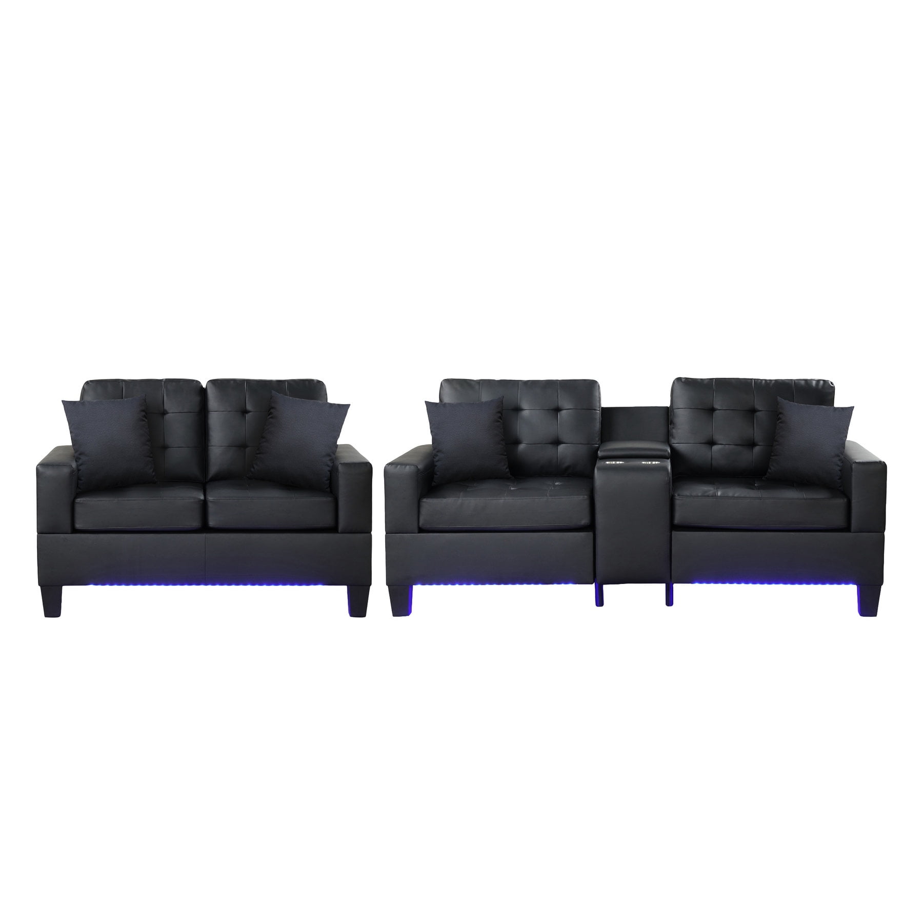 4 - Seater Sofa & Loveseat - Tufted Seats & LED Glow - After - Dinner ...