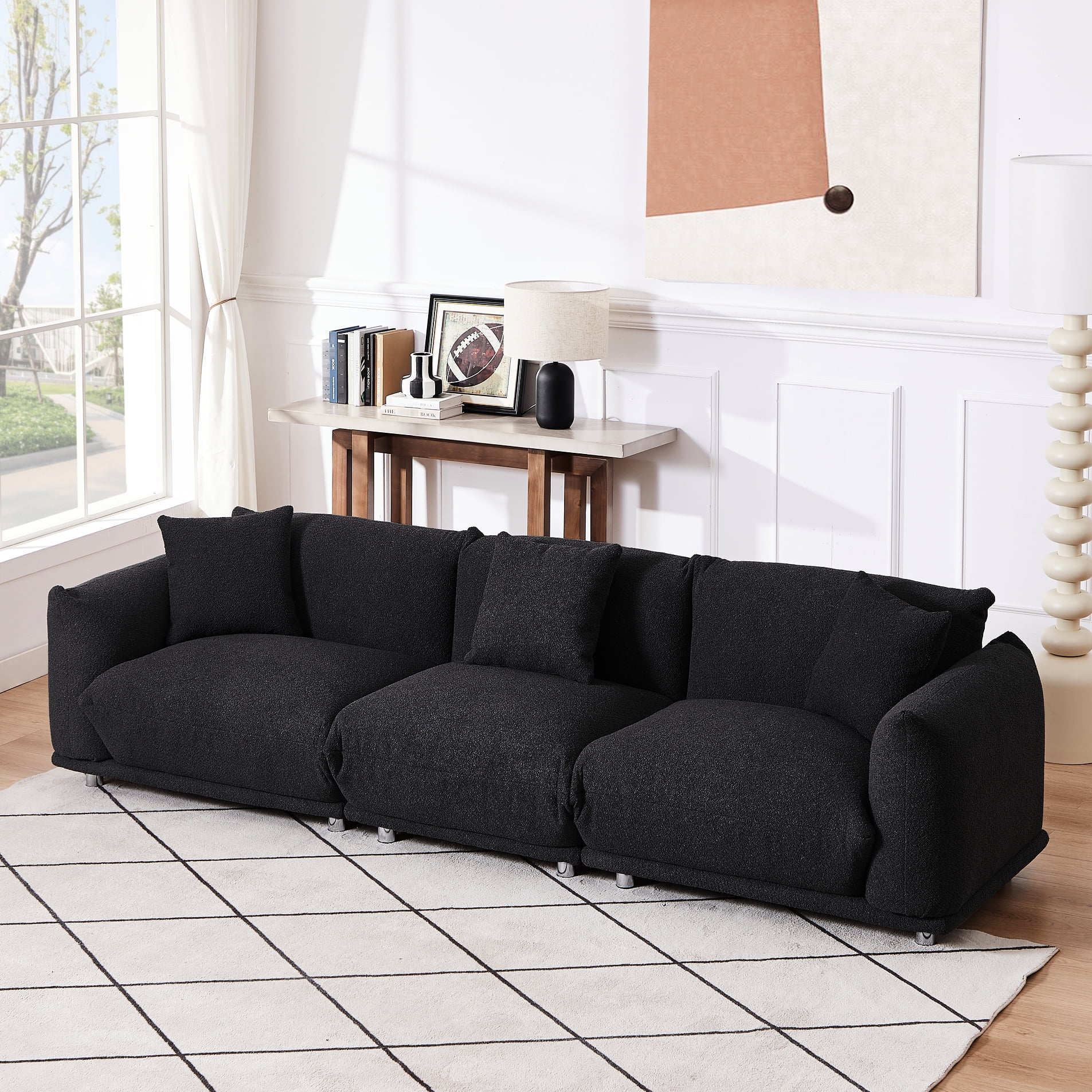 4 Seater With Metal Legs, Solid Wood Frame And Appealing Black ...