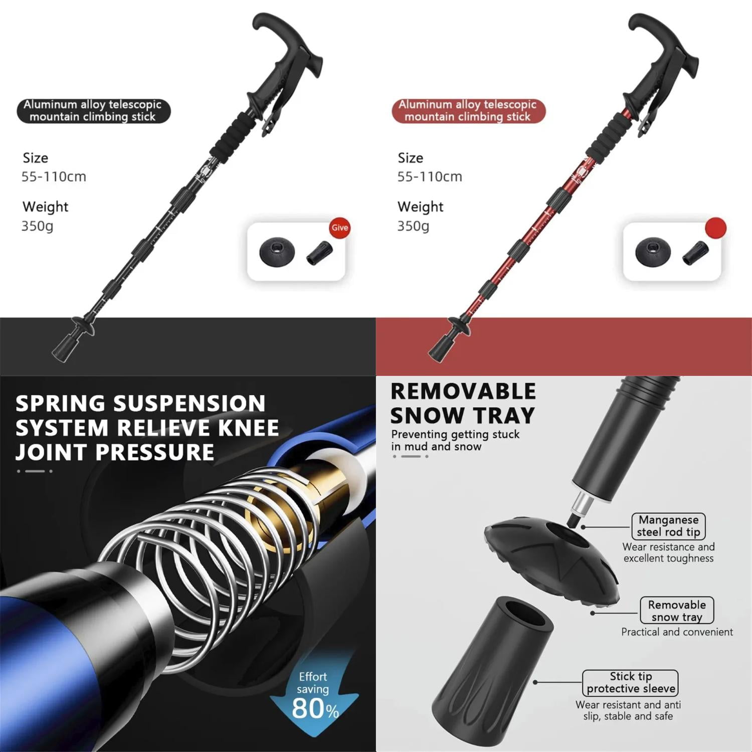 4-Section Portable Outdoor Fold Trekking Pole Walking Hiking Stick ...