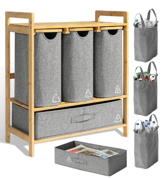 4 Section Recycling Bin for Kitchen – Trash and Recycle Bin Combo for ...
