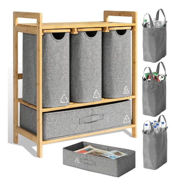 4 Section Recycling Bin for Kitchen – Trash and Recycle Bin Combo for ...