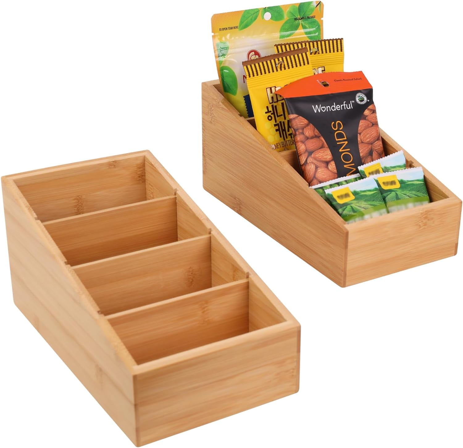 4-Section Snack Organizer with Removable Dividers for Kitchen, Cabinet ...