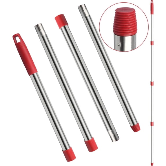 4-Section Spin Mop Replacement Handle, Mop Handle Compatible with ...