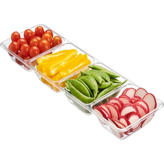 4 Sectional Rectangle Plastic Disposable Serving Tray/Platter 5 X 16 ...