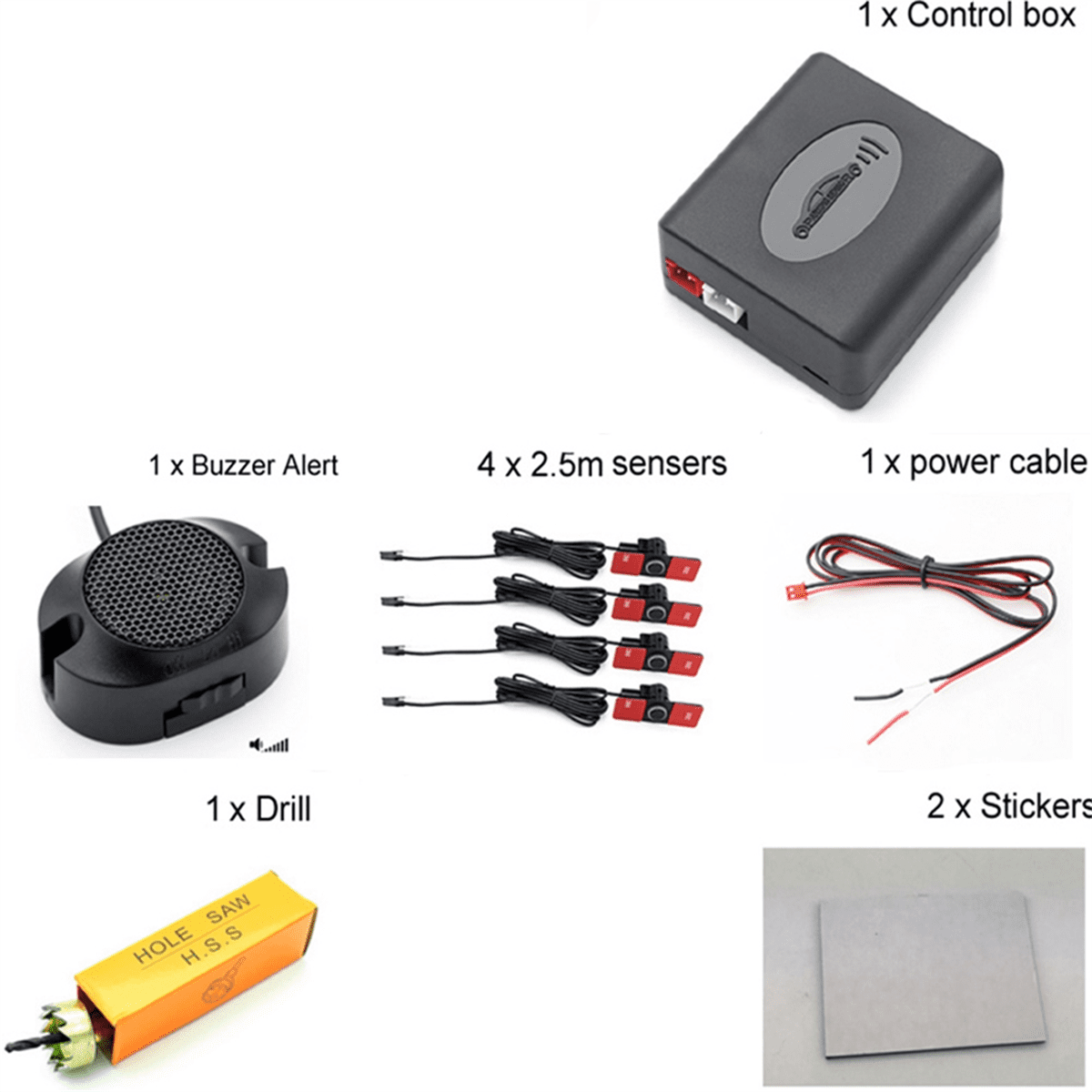 4 Sensors Buzzer 16.5mm Car Parking Sensor Kit Reverse Backup Radar ...