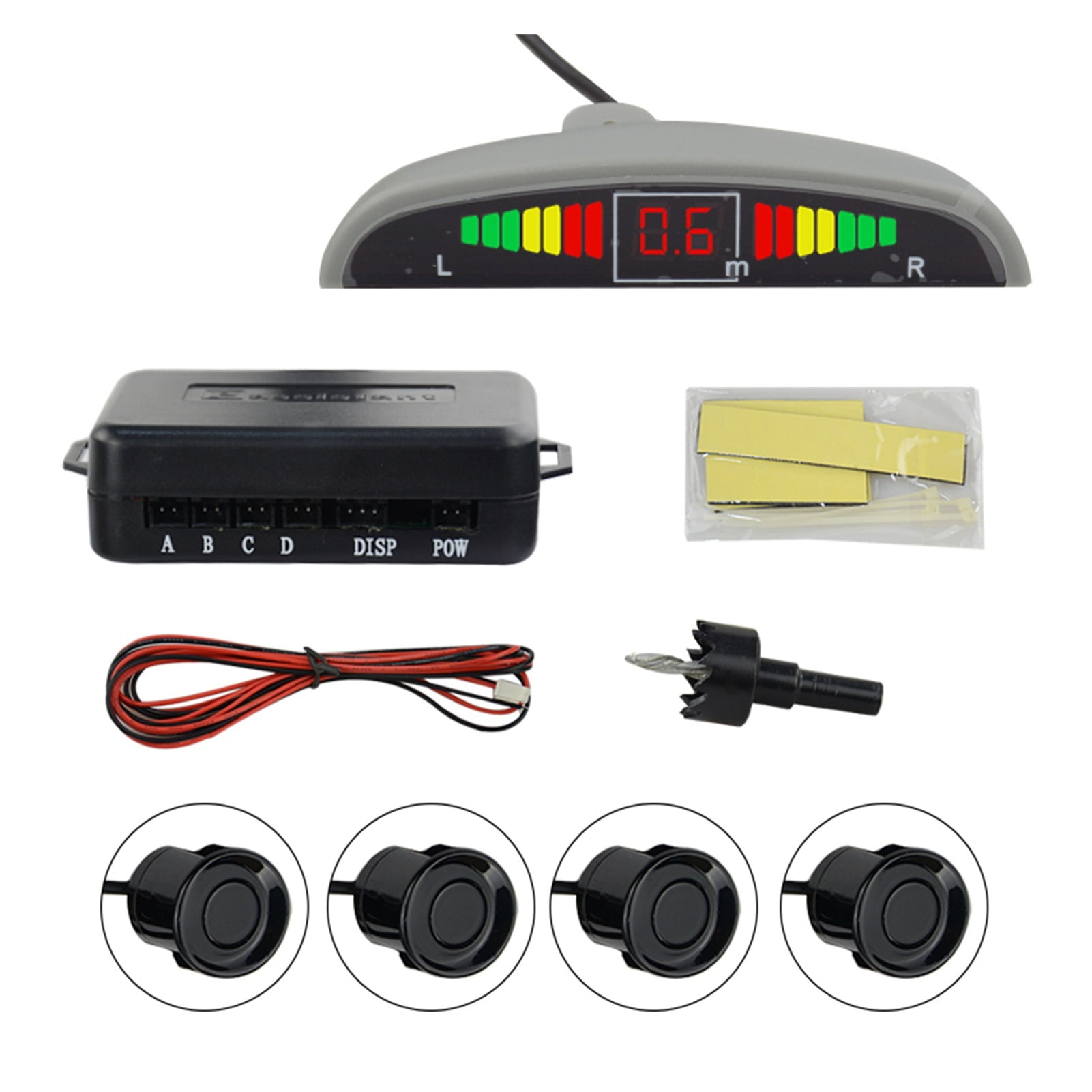4 Sensors Car Led Parking Sensor Detector System Display Car Reverse Radar Monitor Backup