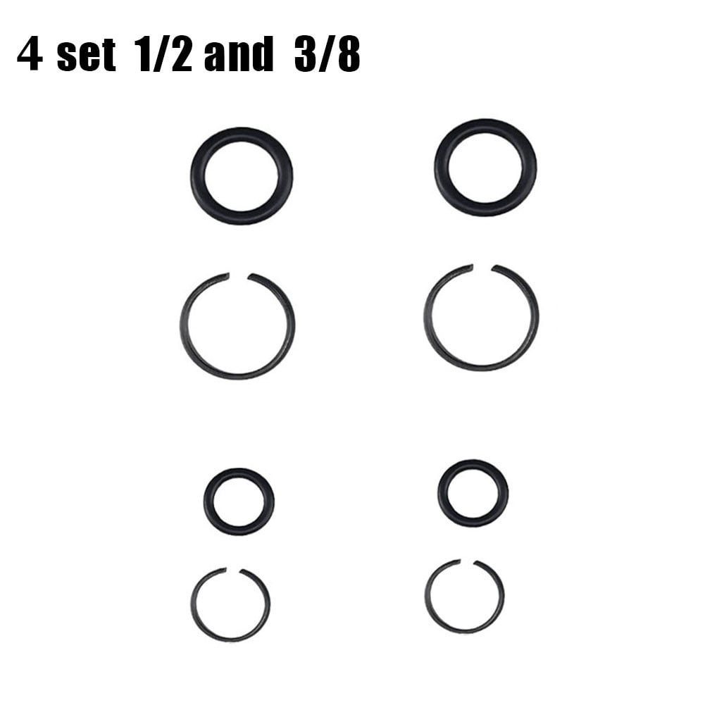 4 Set 1/2in 3/8in Wrench Retainer Rings Clip With O-ring Pneumatic ...