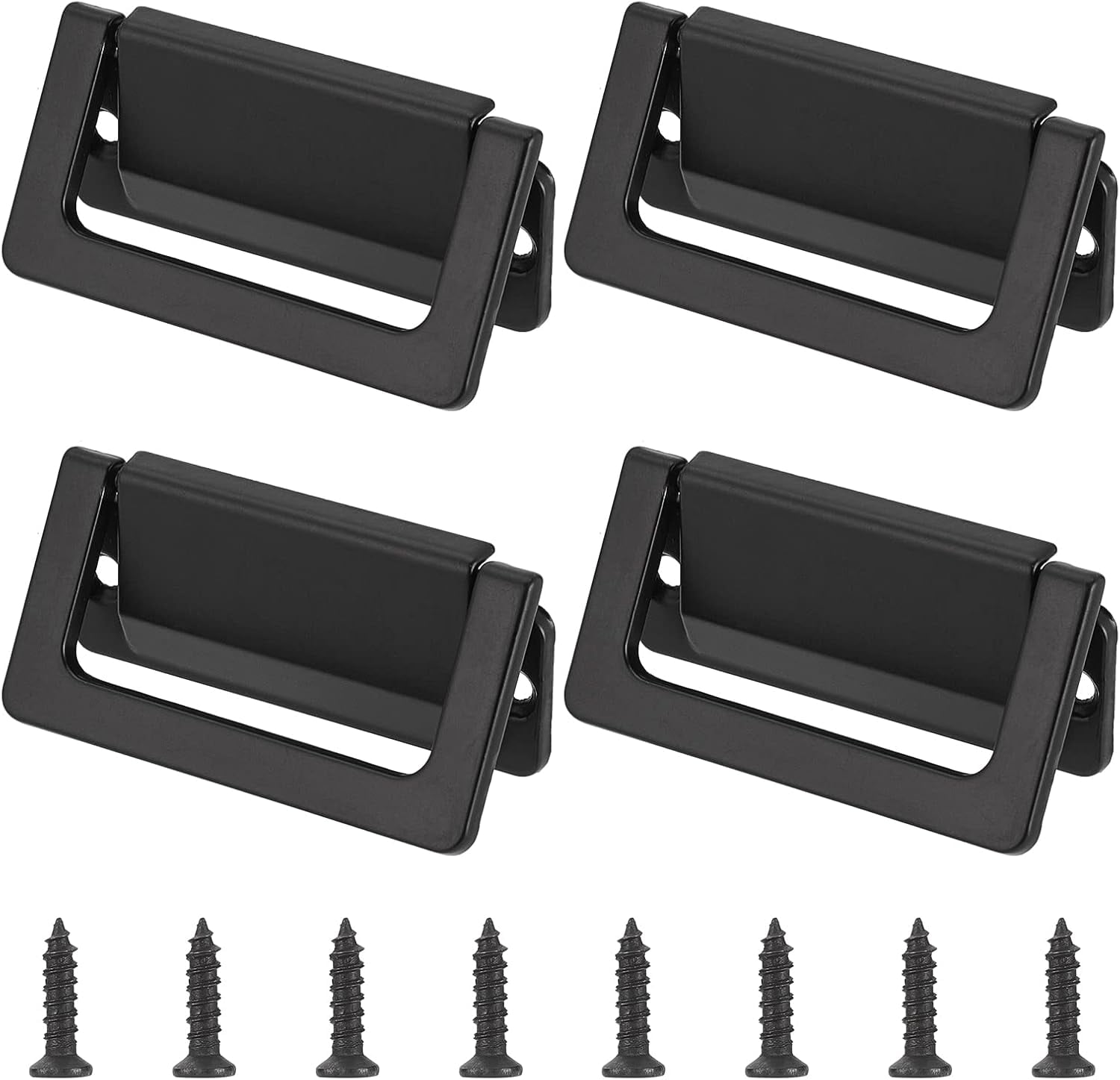 4 Set 4Pcs Alloy Recessed Pull Handle 2.9x1.5 inch Black Flush Pull ...