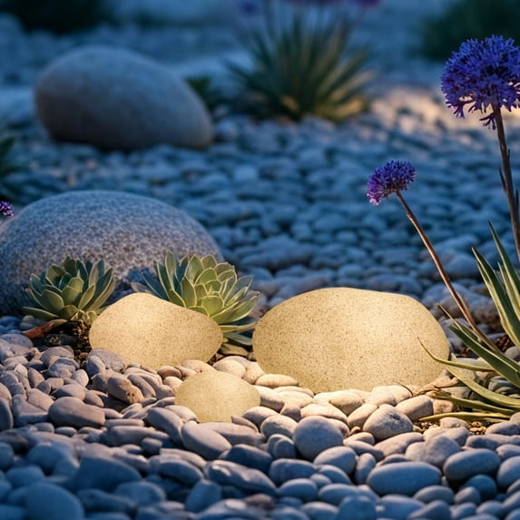 4 Set 5CCT 3-Size Decorative Stone Lighting Kit, 3W Low Voltage Outdoor ...