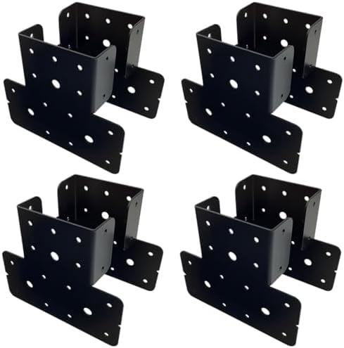 4 Set(8pcs) 4x4 T Post to Beam Connector Roof Tie Steel Brackets ...