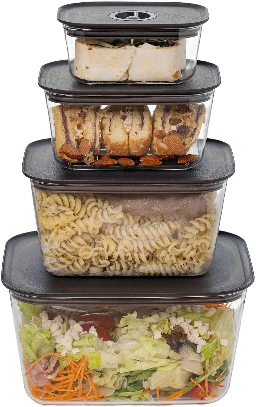 Clear Plastic Insulated Pantry Food Storage Containers, 4 Count, 4 ...