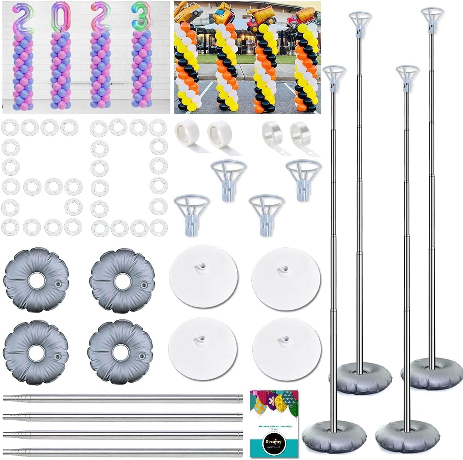 4 Set Balloon Stand Kit, 9 Feet Adjustable Balloon Arch for Floor ...