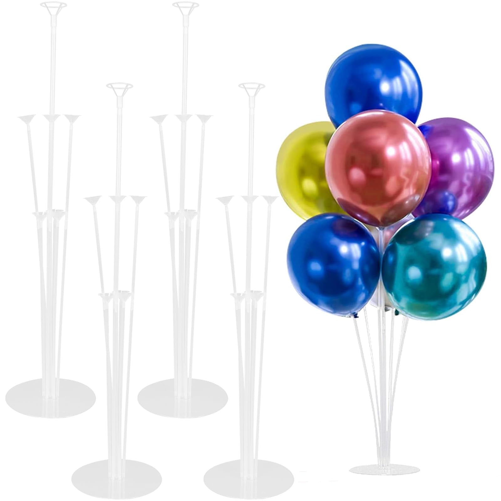 4 Set Balloon Stand Kit, Balloon Sticks Holder with Base for Table ...