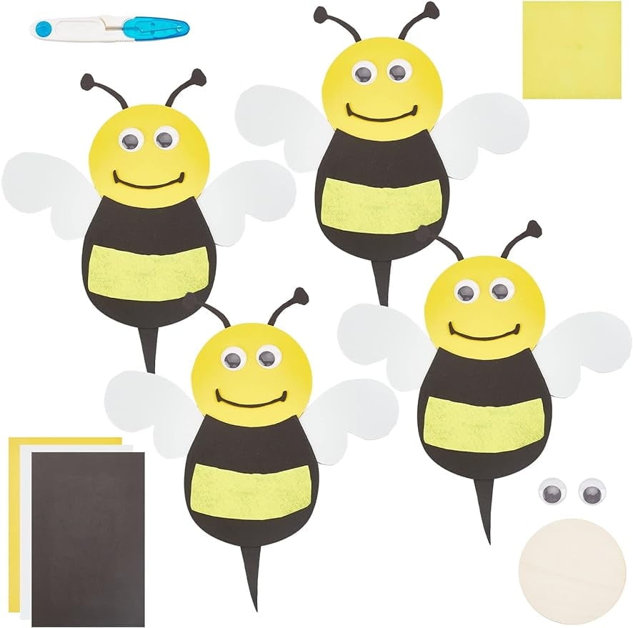 4 Set Bee Craft Kits Felt Bees for Crafts DIY Bee Butterfly Foam ...