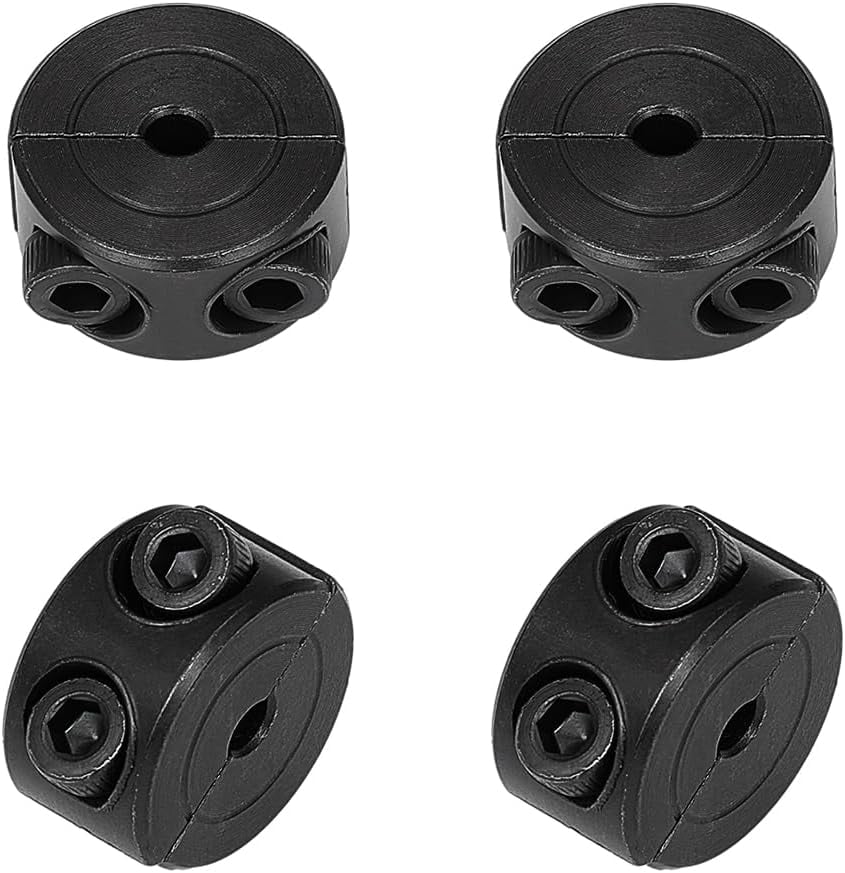 4 Set Black Clamp-On Shaft Collars Double Split Fixed Ring 3mm Inner ...