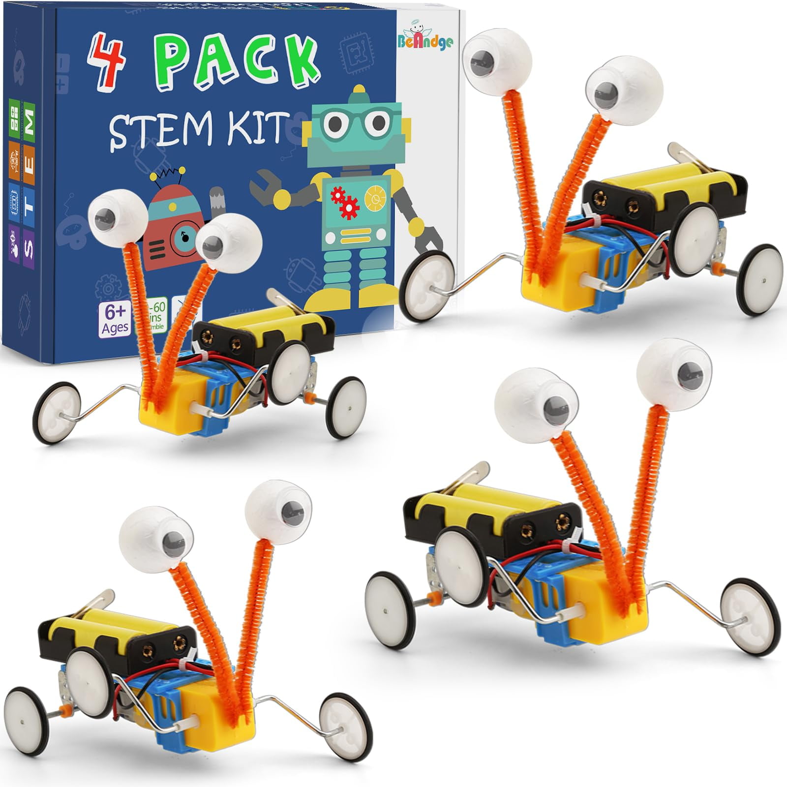 4 Set Bulk Robot Kits For Kids 6-8 8-12, Stem Crafts Robotics Science ...