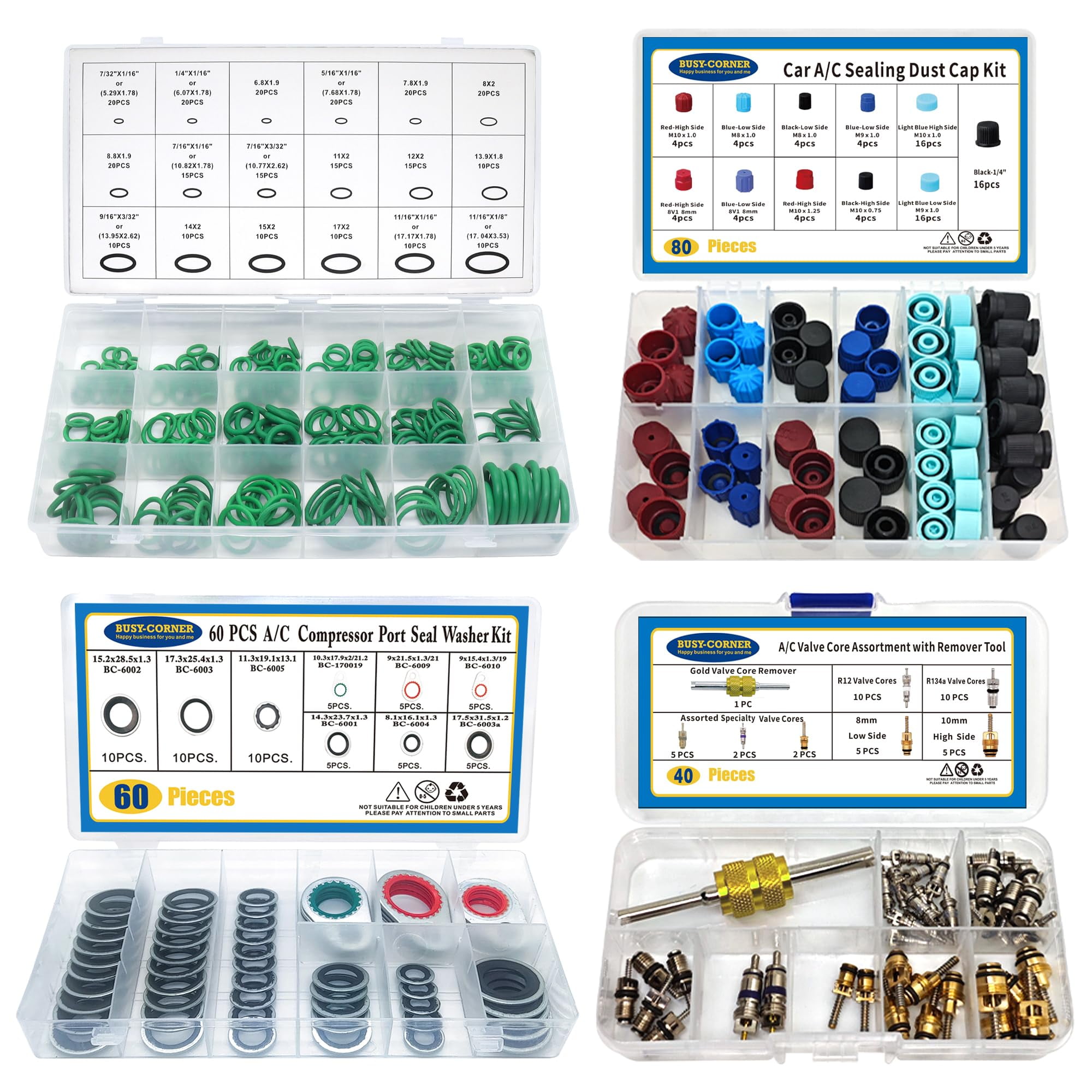 4 Set Car A/C Compressor Gasket Seals and Dust Cap, O-Ring Kit, Valve ...