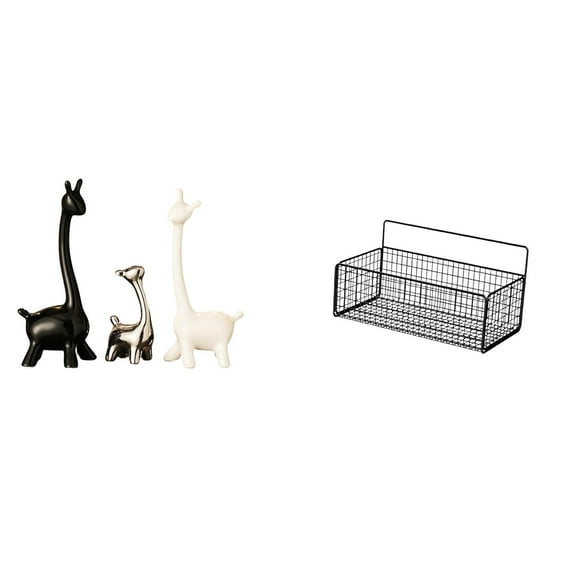 4 Set Ceramic Giraffe Statue Elk Deer Statue Wire Hanging Storage ...