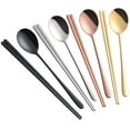 4 Set Chopsticks Spoon Set - Reusable Metal Stainless Steel Korean ...