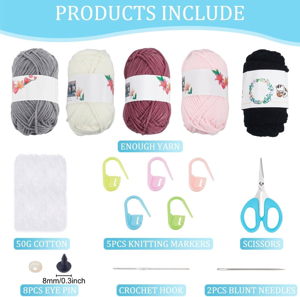 4 Set Crochet Kit Crochet Axolotl Crochet Yarn and Hook Set Crochet ...