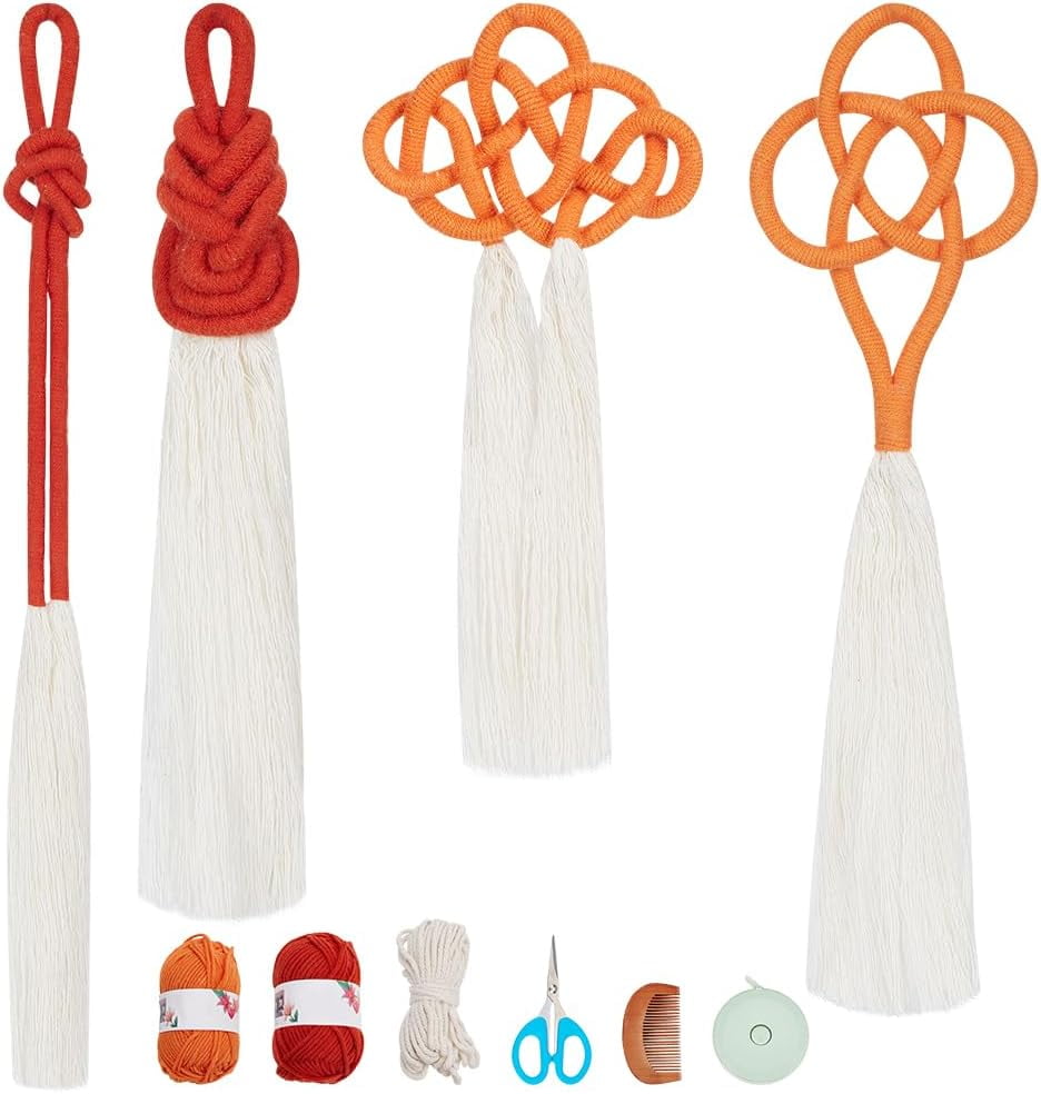 4 Set DIY Macrame Hangings Macrame Ornament Kit Macrame Hanging Knot ...
