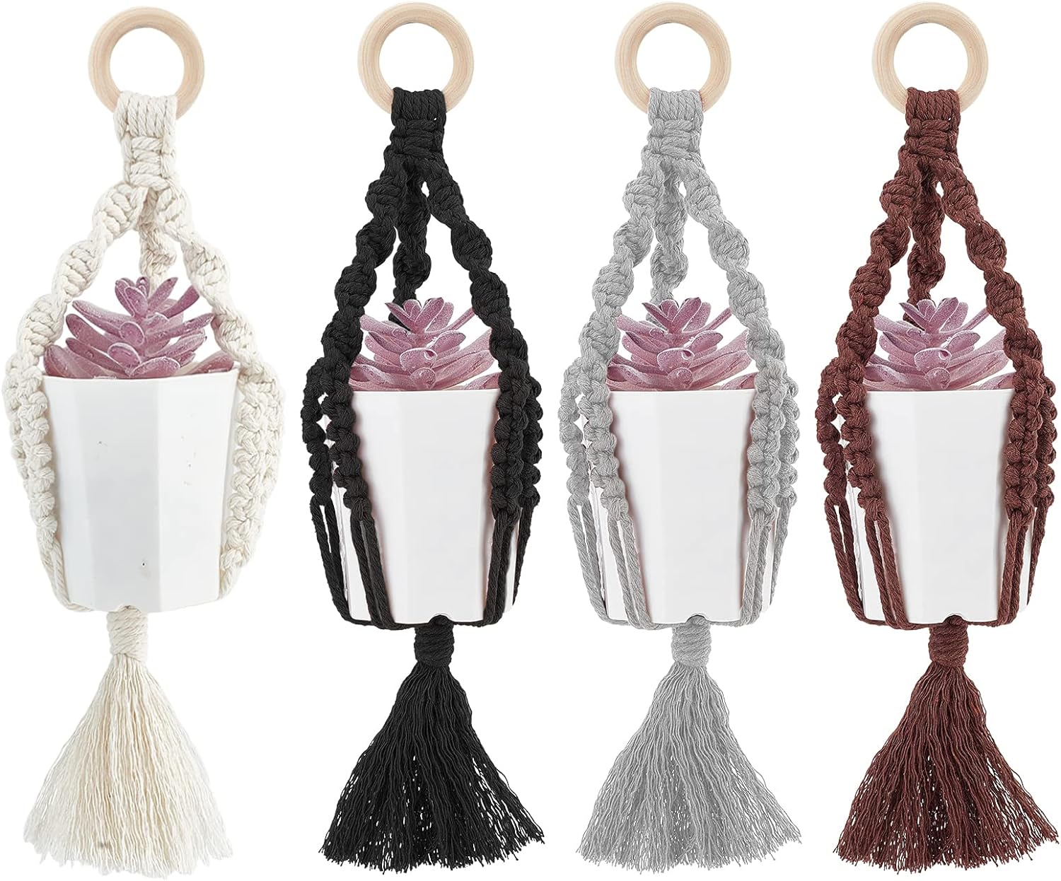 4 Set DIY Macrame Plant Hanger Kits for Beginners Handmade Macrame ...