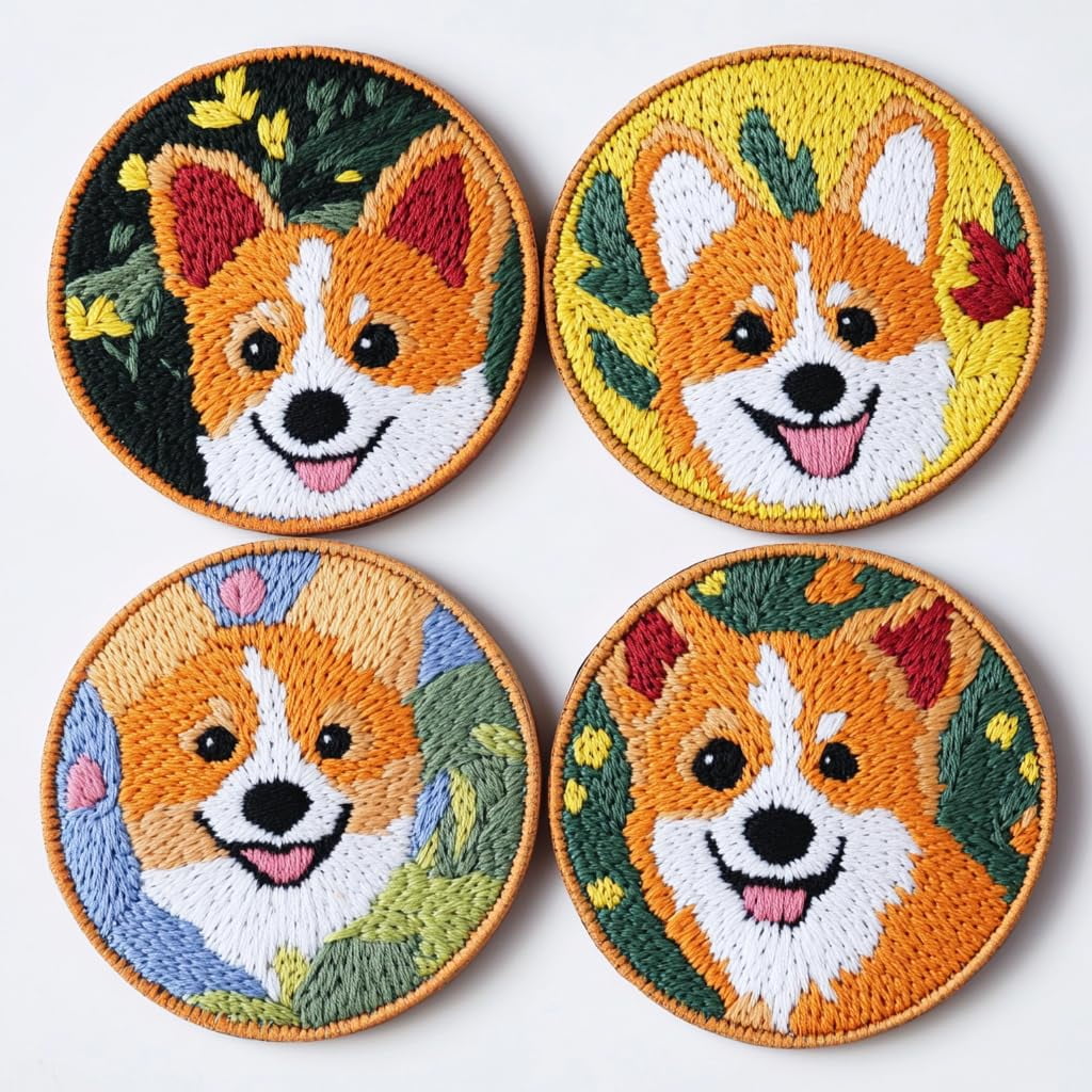 4 Set DIY Punch Needle Coaster Kits Cute Baby Co Easy for Beginners ...