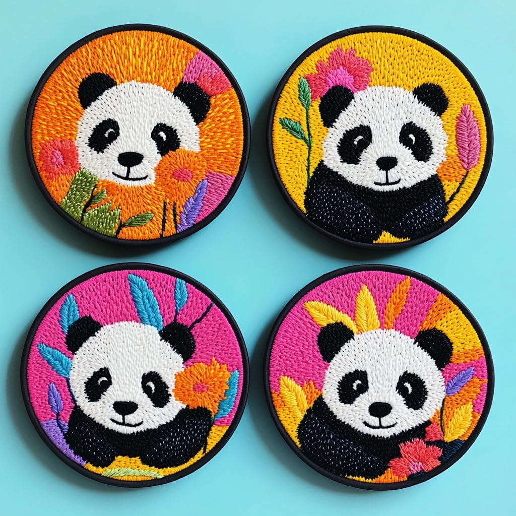 4 Set DIY Punch Needle Coaster Kits Cute Panda Easy for Beginners with ...