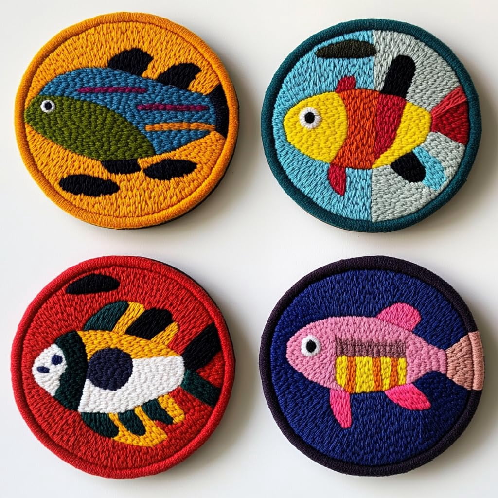 4 Set DIY Punch Needle Coaster Kits Trout Fish Easy for Beginners with ...
