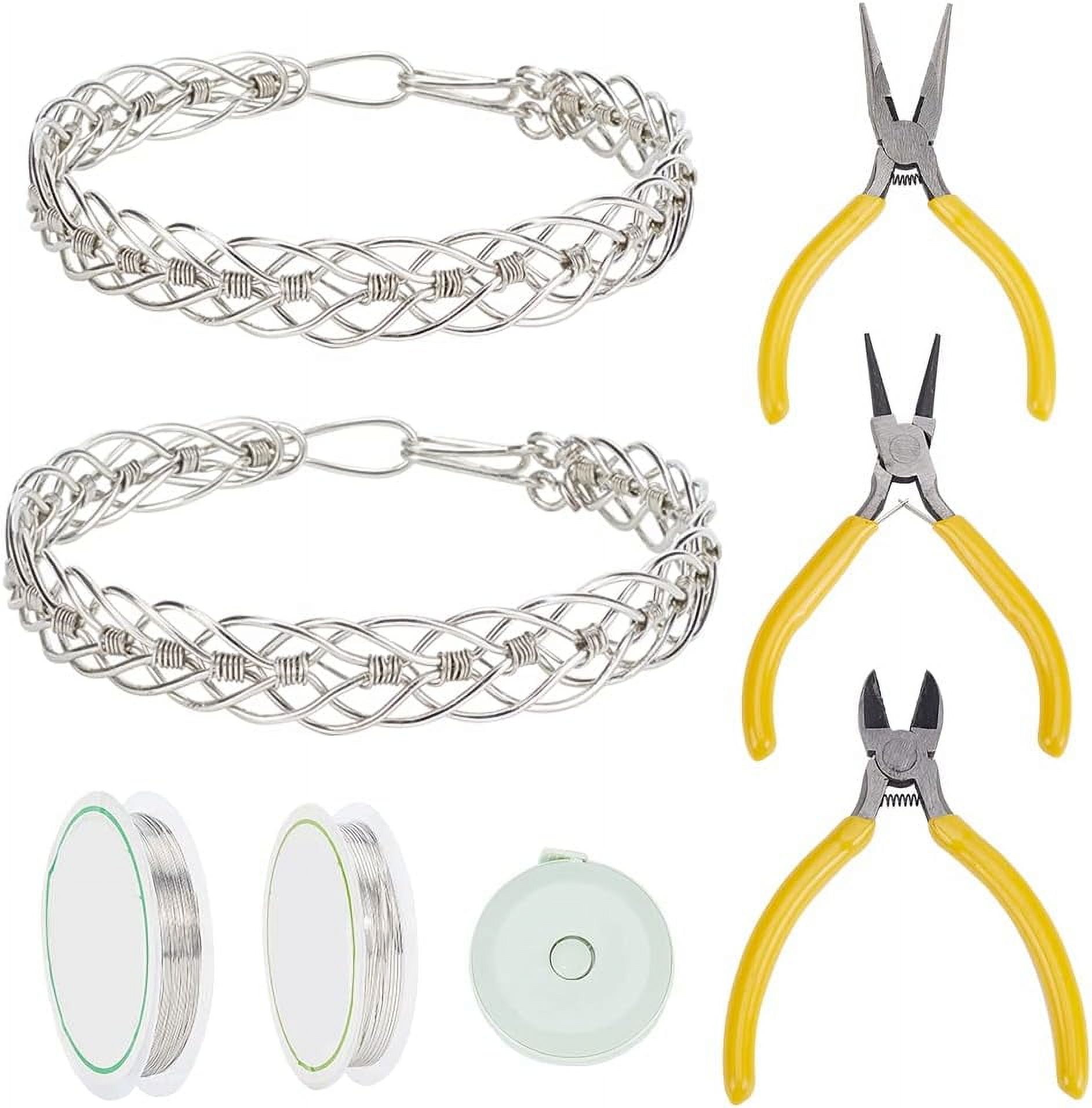 4 Set DIY Wire Wrapped Bracelet Kit Silver Wire Bracelets Unisex Copper ...