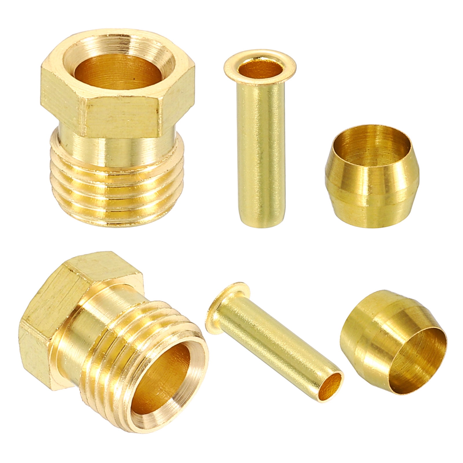 4 Set Fit for 6mm Tube Brass Compression Assortment Kit, Sleeve Ferrule ...