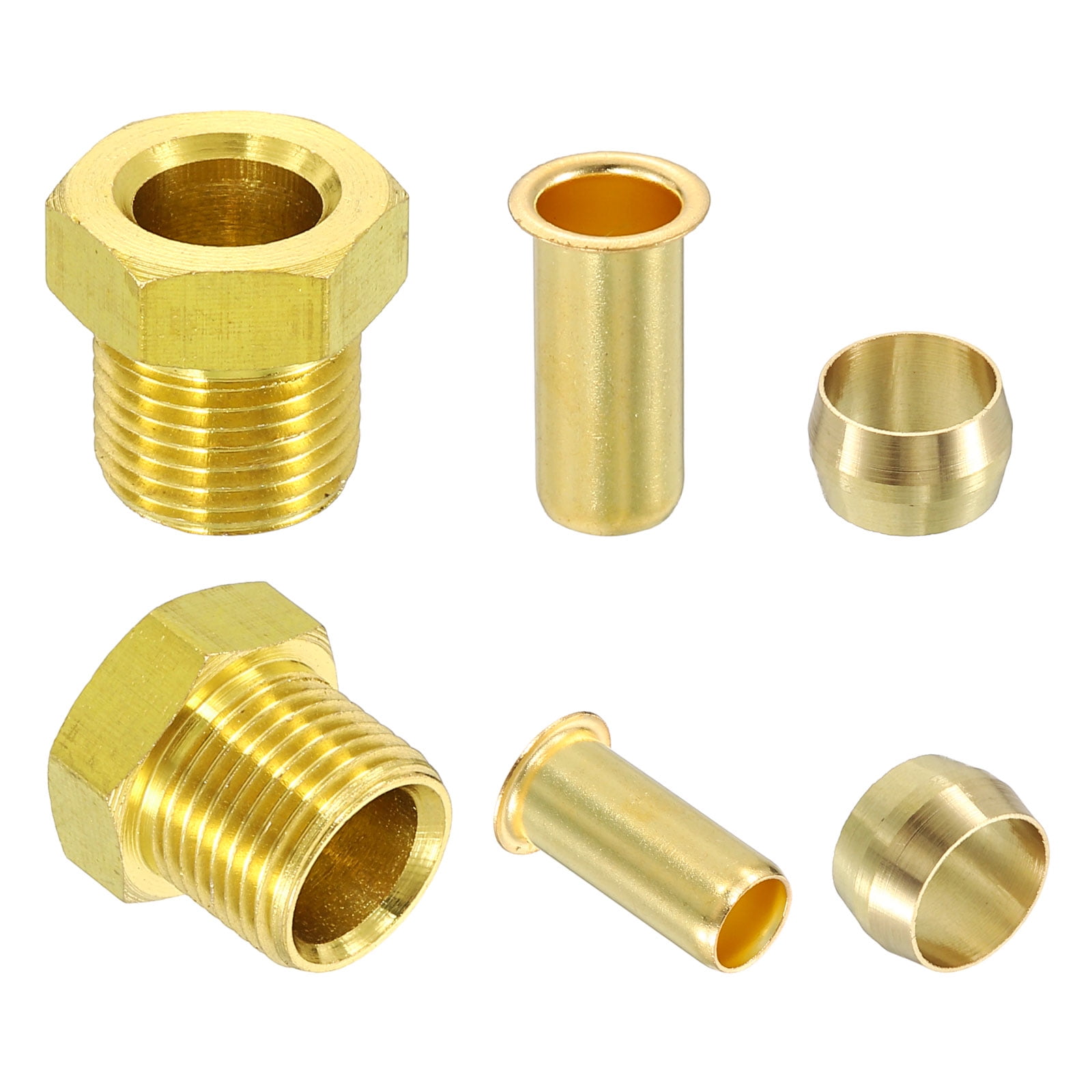 4 Set Fit for 8mm Tube Brass Compression Assortment Kit, Sleeve Ferrule ...