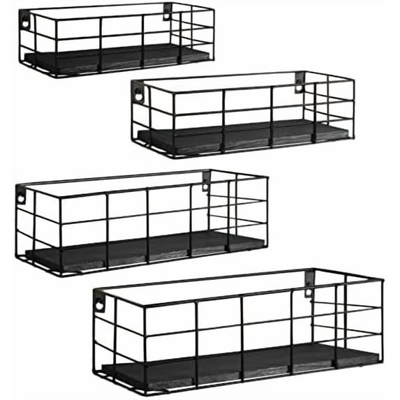 4 Set Floating Shelves - Hanging Wall Mounted Shelves for Living Room ...