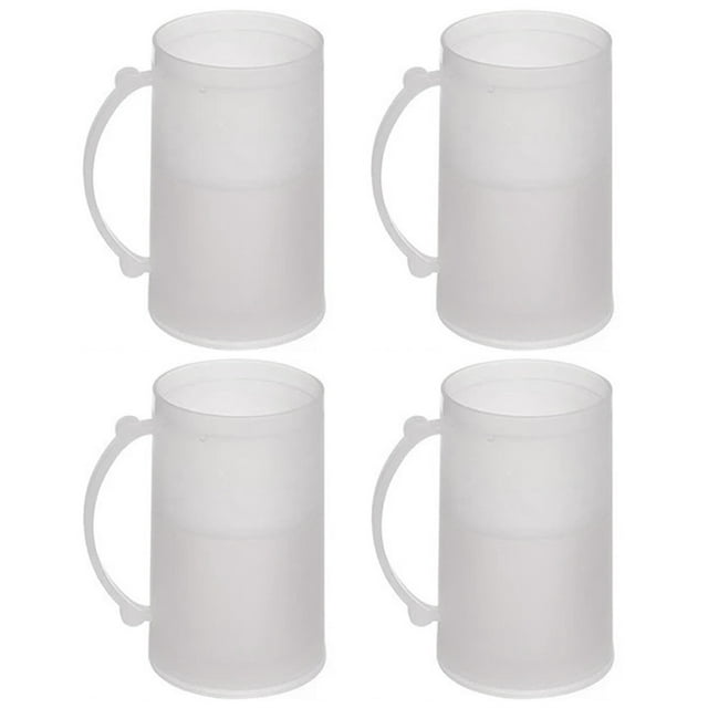 4 Set Freezer Mugs 14 oz Frosty Freezer Mug Keep Drink Cold Ice Frozen ...