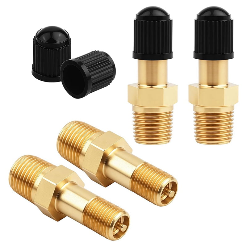 4 Set Gold 1/8 Schrader Valve, Metal 1/8 Tank Valve, Brass Pipe with ...