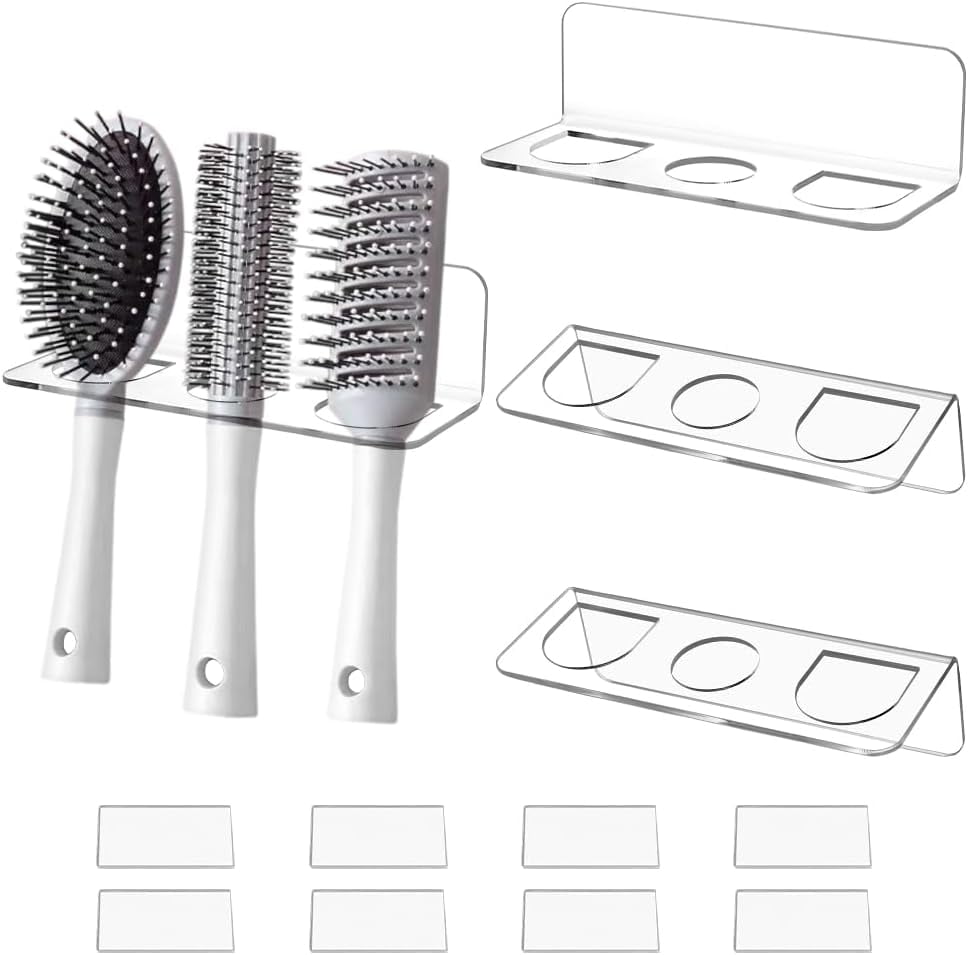 4 Set Hair Tool Organizer Wall Mounted Hair Brush Holder with 3 Holes ...