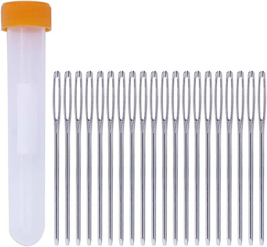 4 Set Iron Yarn Needles Big Eye Blunt Needles for Cross-Stitch Knitting ...