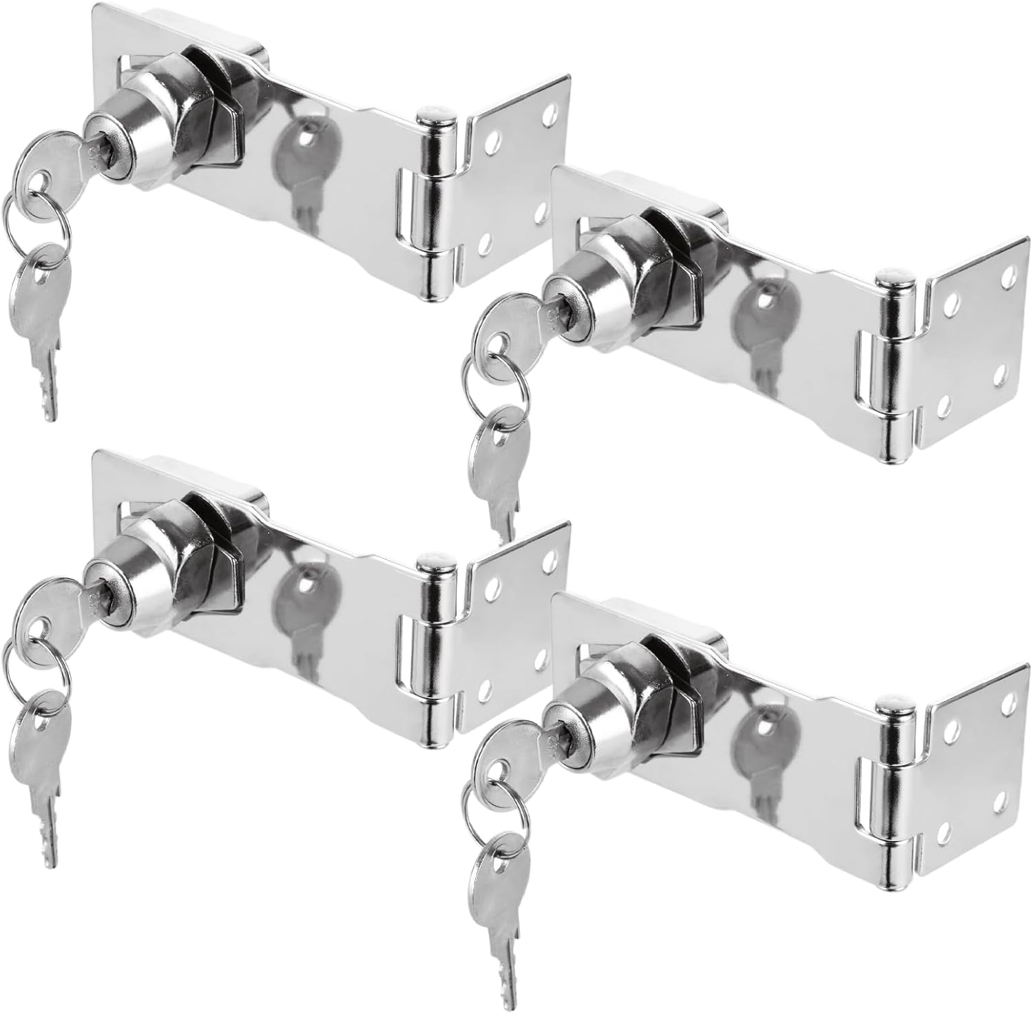 4 Set Keyed Hasp Locks, 4 inch Hasp Locks with Keys, Twist Knob Keyed ...