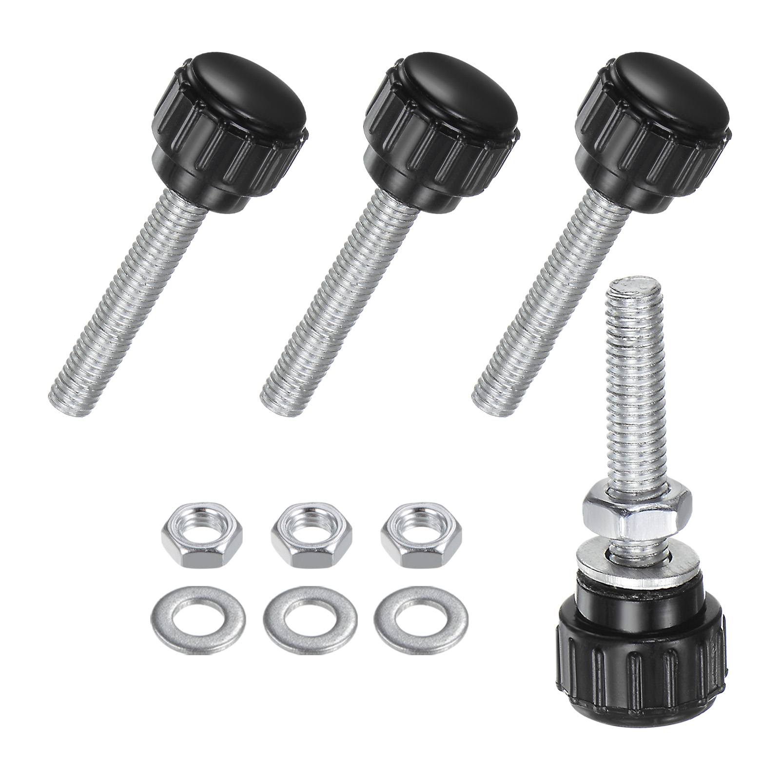 4 Set Knurled Clamping Knobs with Nuts Washers, M5x25mm Male Thread Thumbscrew - Walmart.com