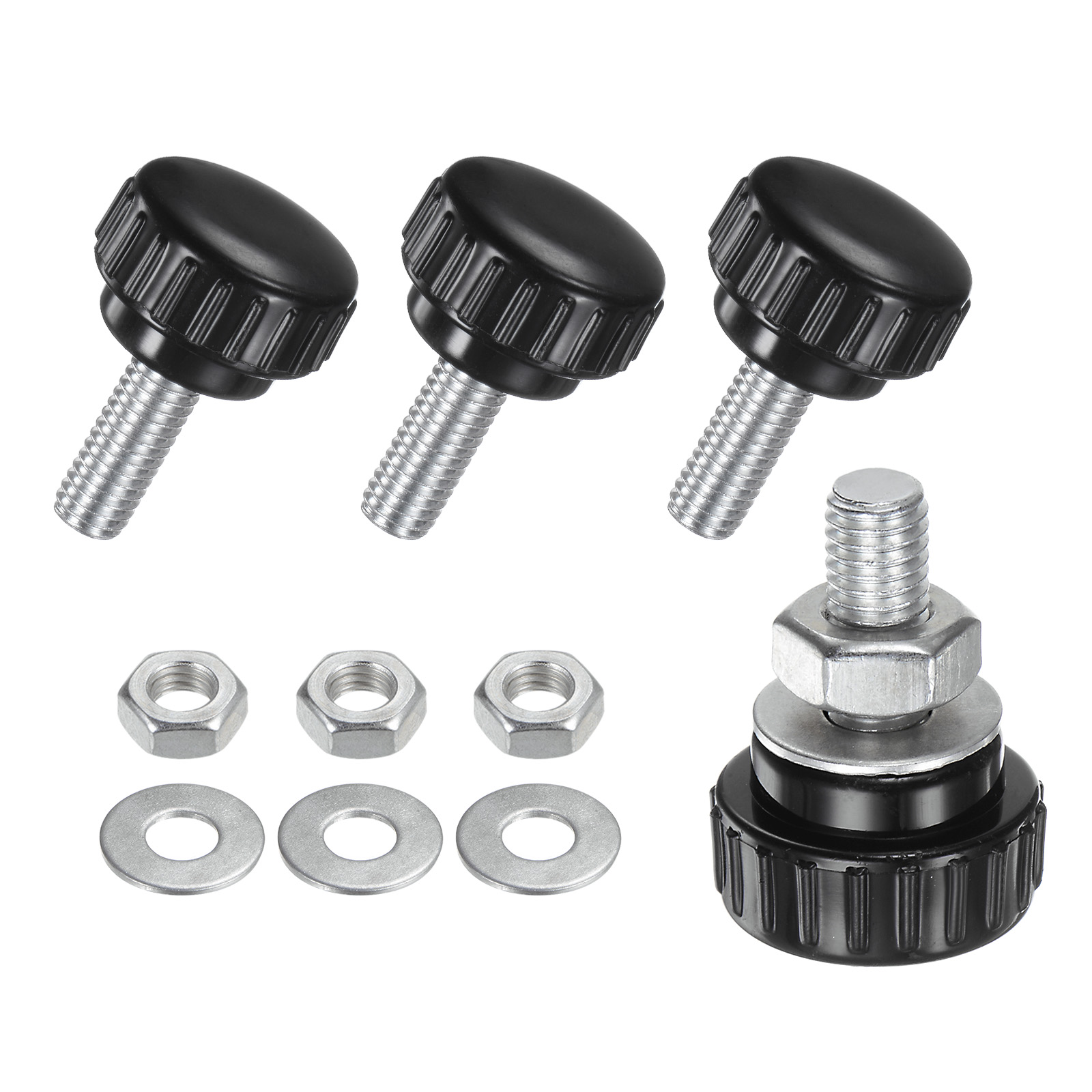 4 Set Knurled Clamping Knobs with Nuts Washers, M8x20mm Male Thread Thumbscrew - Walmart.com