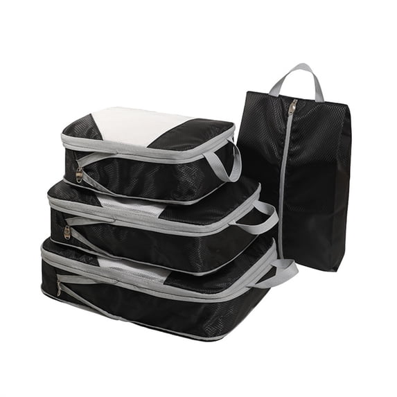 4 Set Luggage Cubes with Shoe Bag Clothes Bag Compression Packing Cubes ...