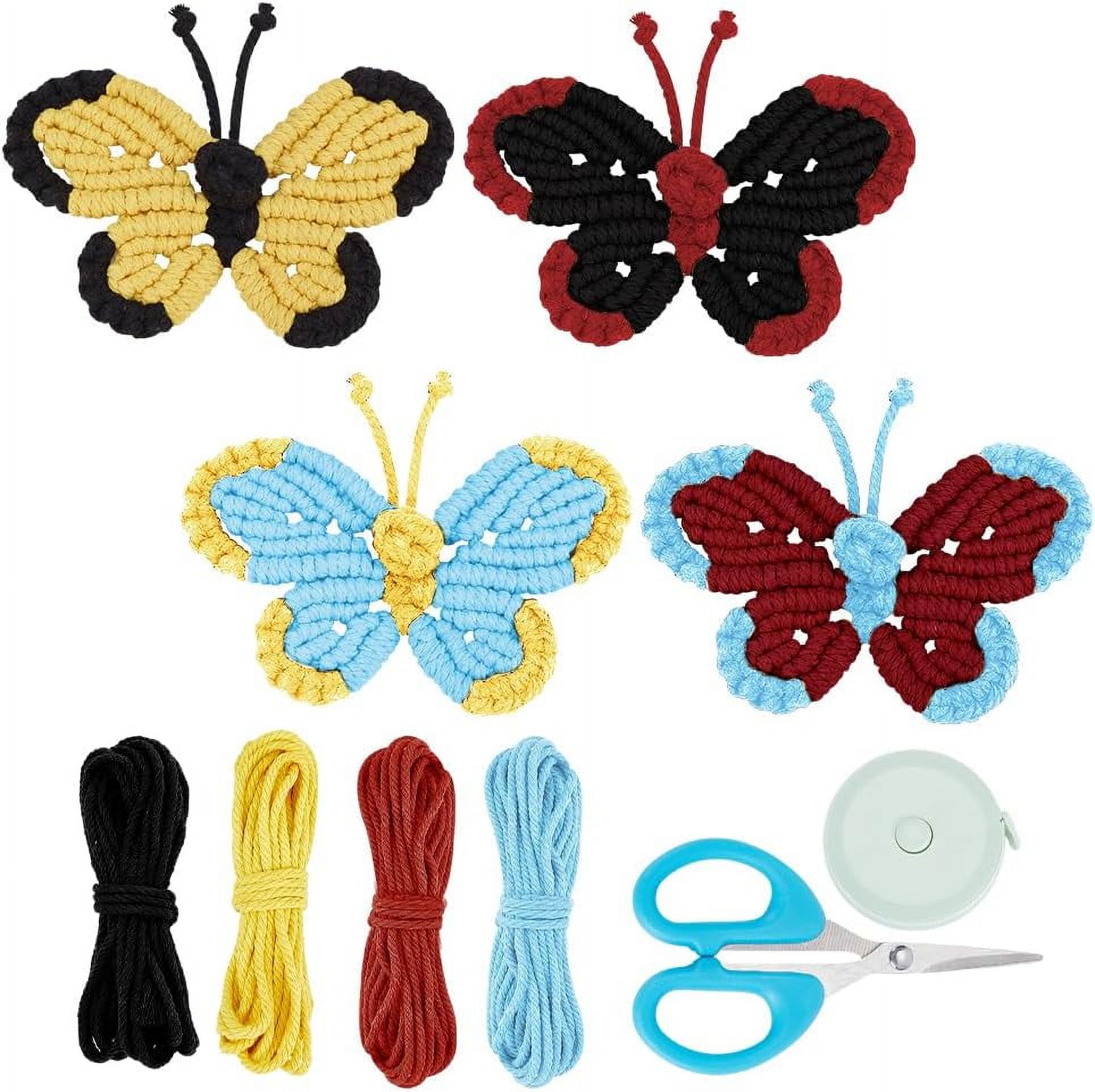 4 Set Macrame Ornament Kit with Video Tutorial Macrame Butterfly Kit Macrame Hanging Ornament ...