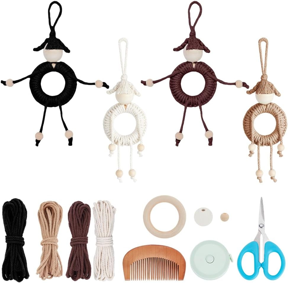 4 Set Macrame Sheep Macrame Kit for Beginners Macrame Hanging Ornament ...