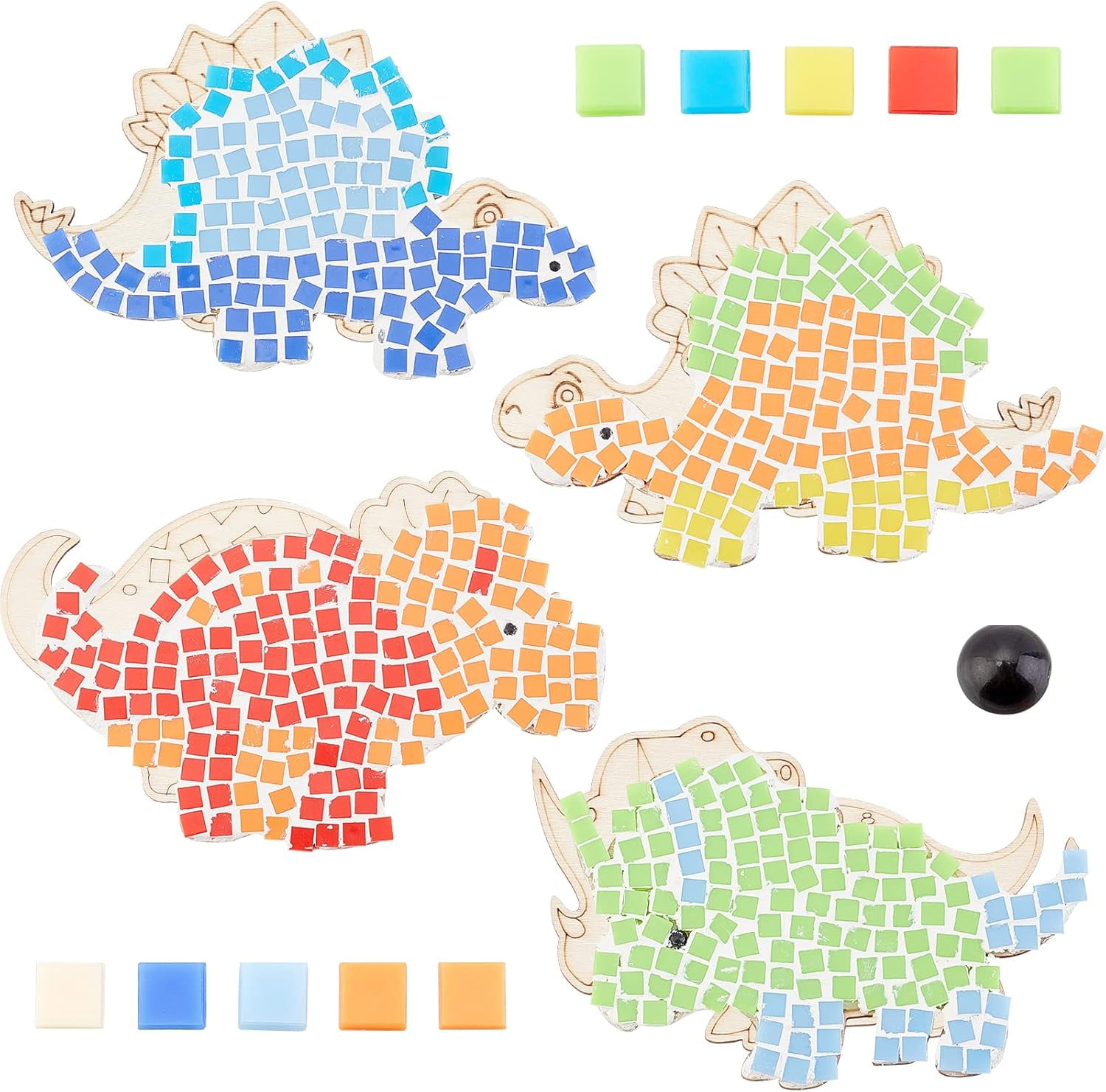 4 Set Mosaic Dinosaur Kit Dinosaur Craft Kit Mosaic Art Handmade Art ...