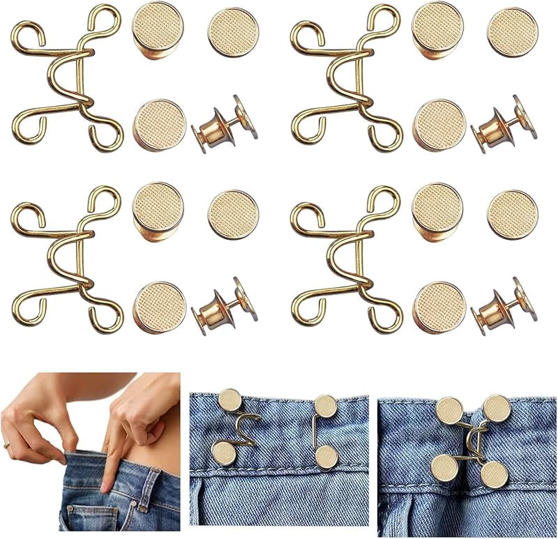 4 Set Pant Waist Tightener, Adjustable Waist Buckle Set, Extra Button ...