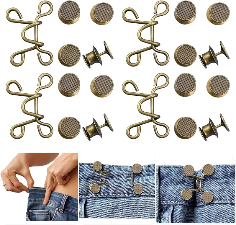 4 Set Pant Waist Tightener, Adjustable Waist Buckle Set, Extra Button ...