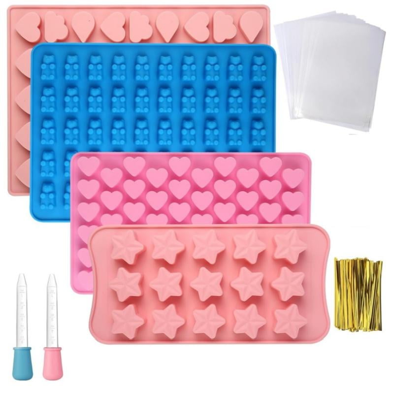4 Set Silicone Gummy Molds with Pipettes, Transparent Candy Wrapping ...
