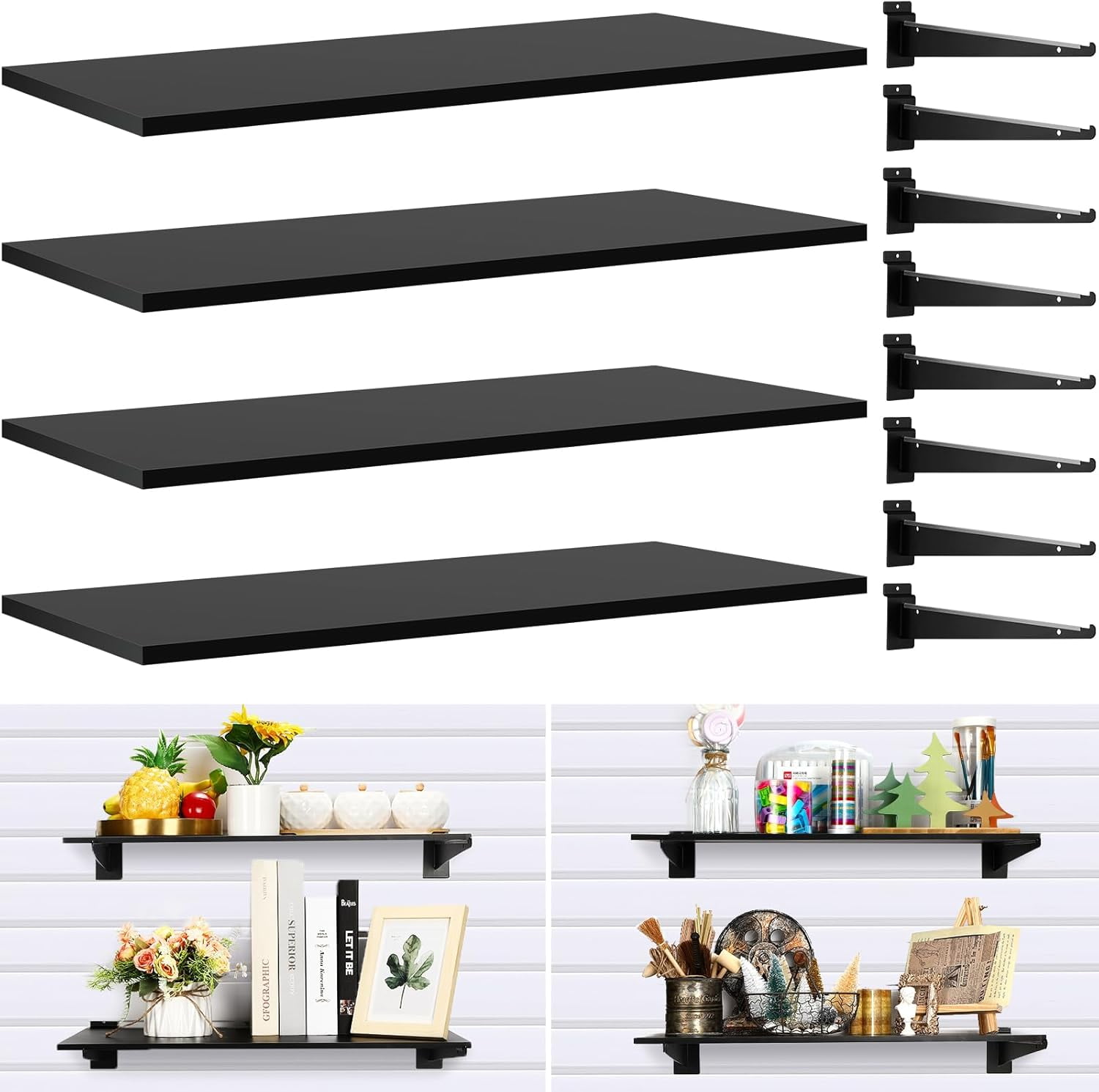 4 Set Slatwall Shelves with Metal Brackets Set Slatwall Shelf Slatwall ...